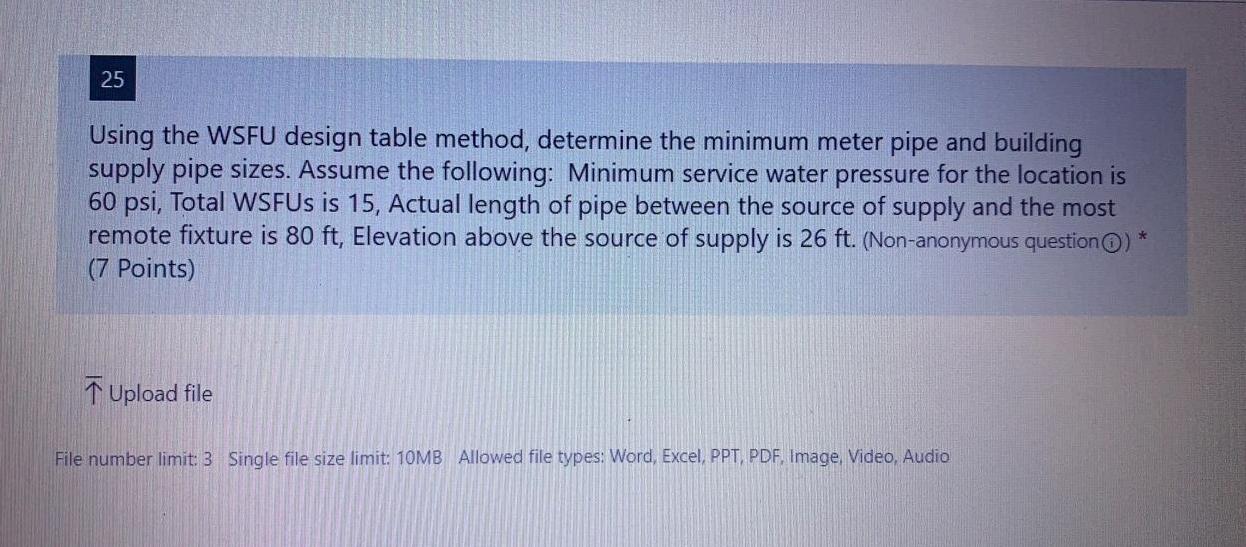 Solved 25 Using The Wsfu Design Table Method Determine The