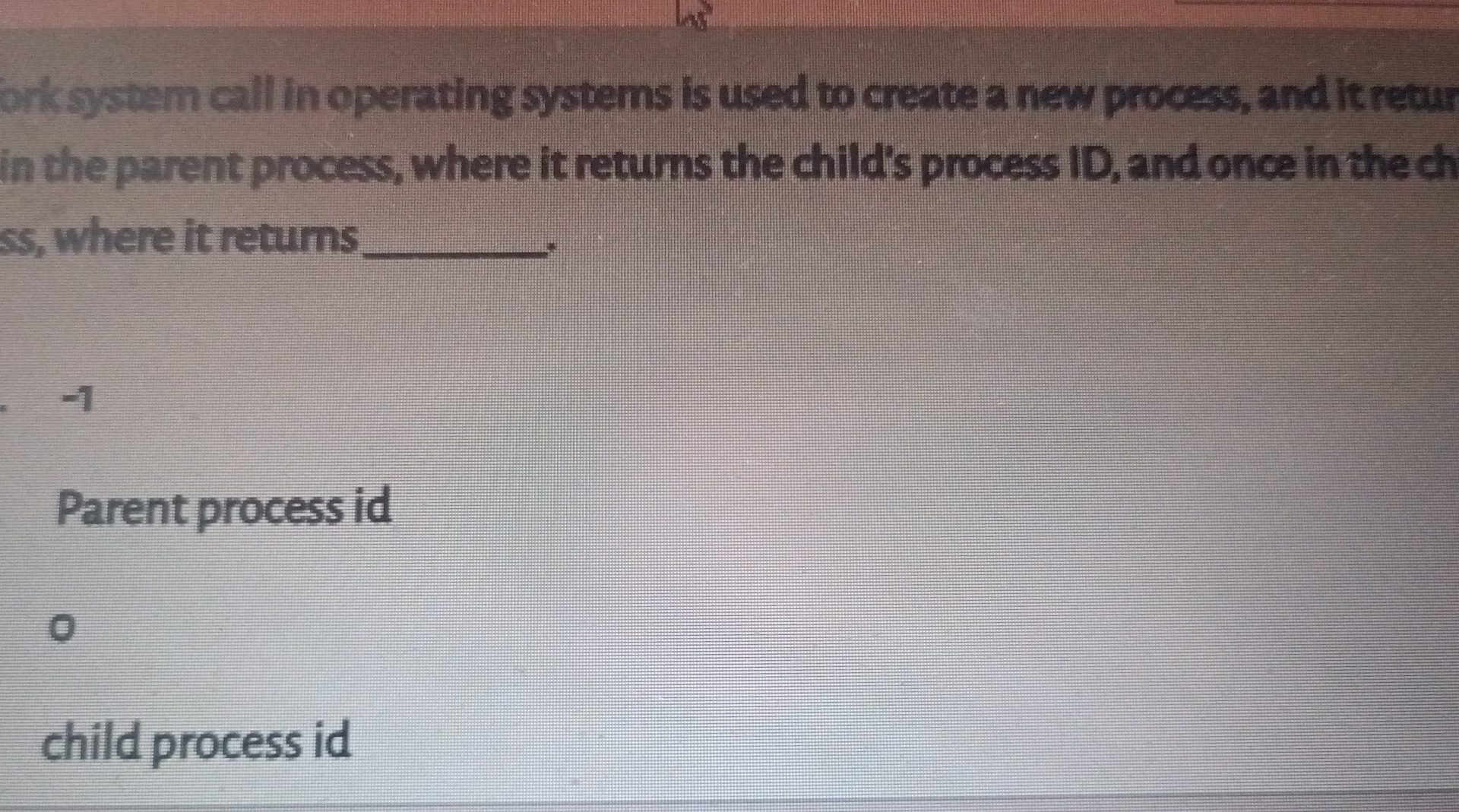 Solved ork system call in operating systems is used to | Chegg.com