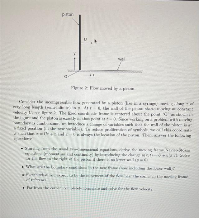 Solved Figure 2: Flow moved by a piston. Consider the | Chegg.com