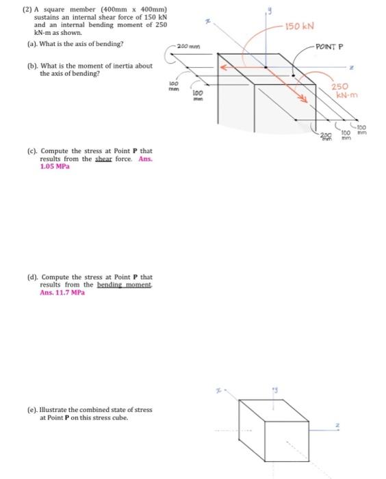 Solved (2) A square member (400 mm×400 m sustains an | Chegg.com
