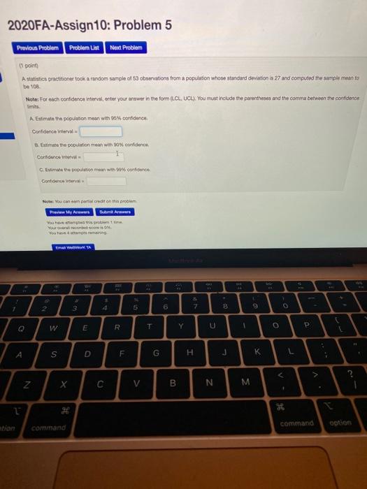 Solved 2020FA-Assign10: Problem 5 Previous Problem Problem | Chegg.com