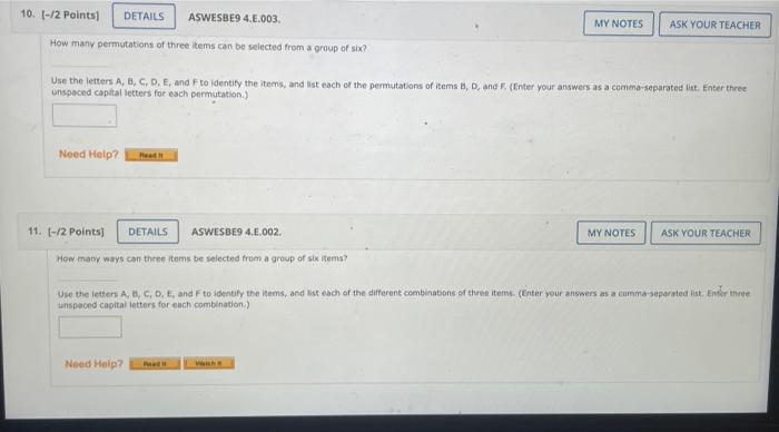 Solved How many permutations of three items can be selected | Chegg.com