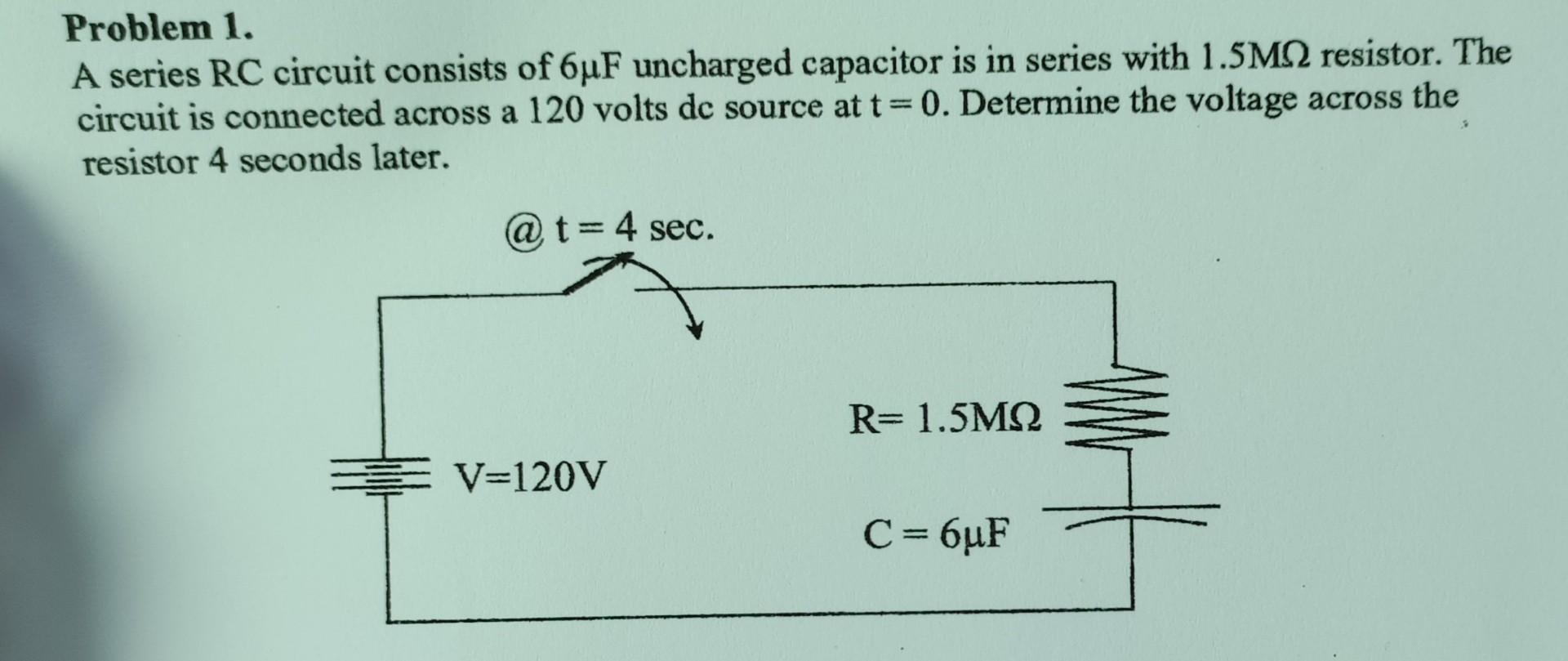 Solved A series RC circuit consists of 6μF uncharged | Chegg.com