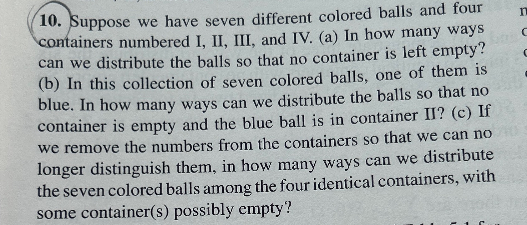 Solved Suppose we have seven different colored balls and | Chegg.com