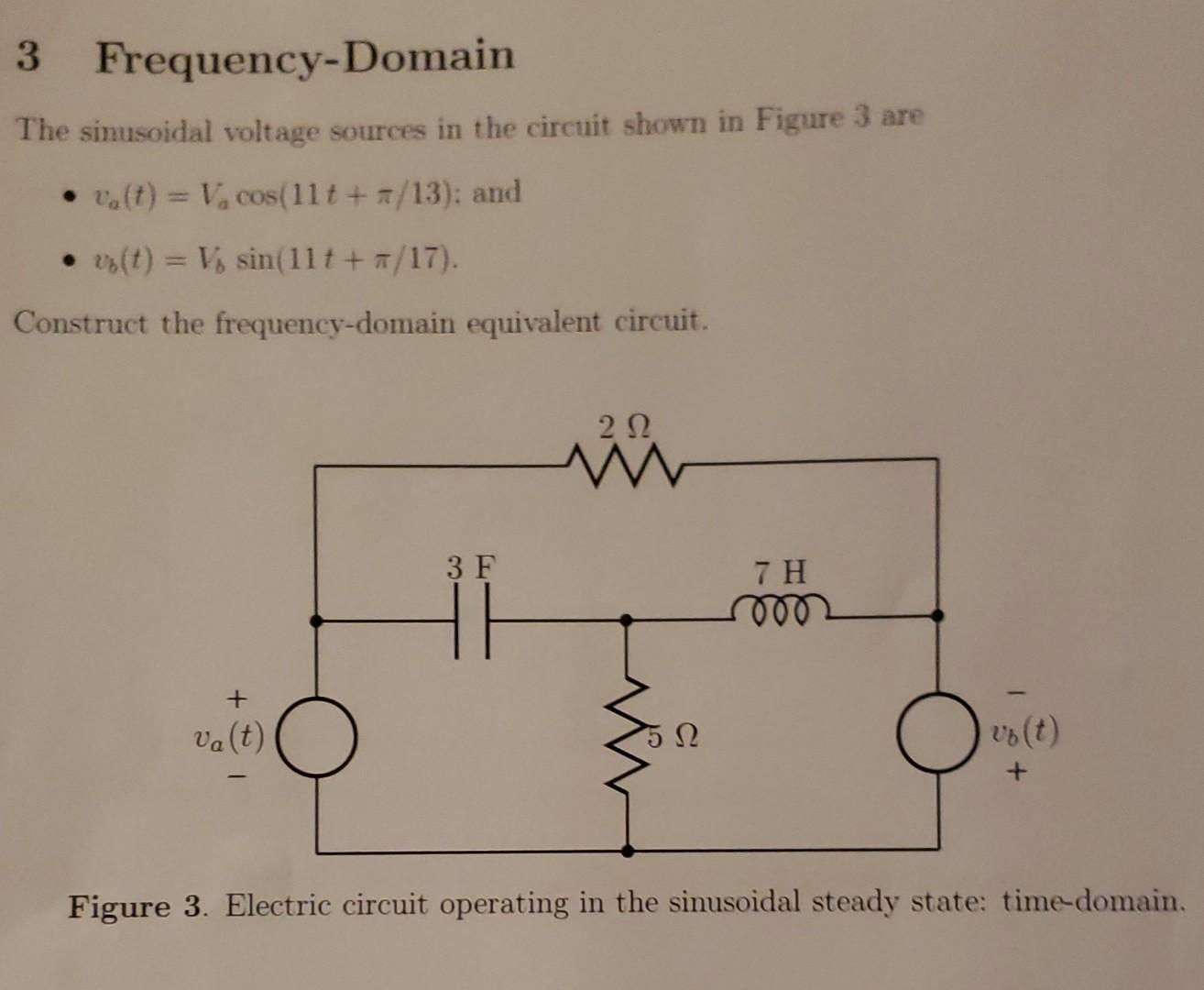 Solved 3 Frequency-Domain The sinusoidal voltage sources in | Chegg.com