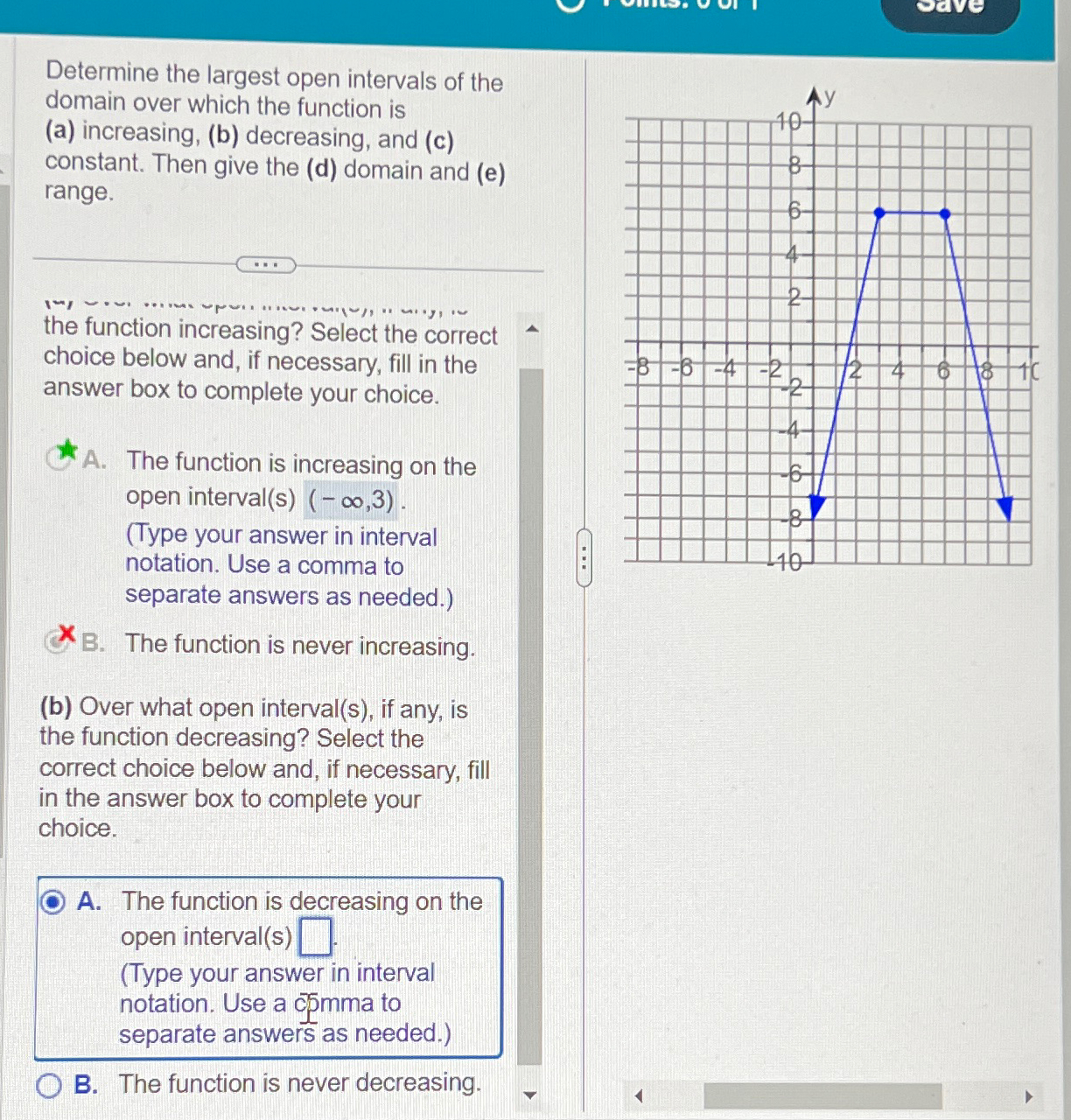 Solved Determine the largest open intervals of the domain | Chegg.com