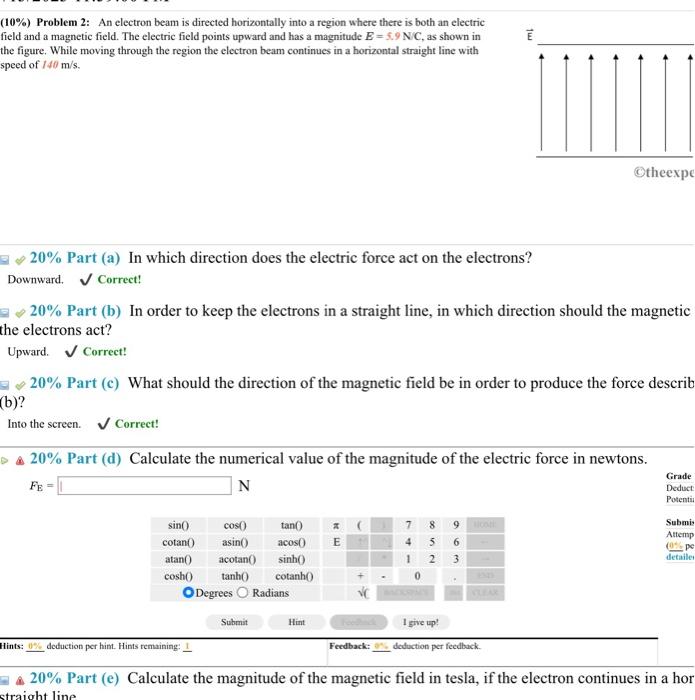 Solved (10\%) Problem 2: An electron beam is directed | Chegg.com Solved (10\%) Problem 2: An electron beam is directed | Chegg.com