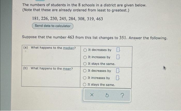 Solved The numbers of students in the 8 schools in a | Chegg.com