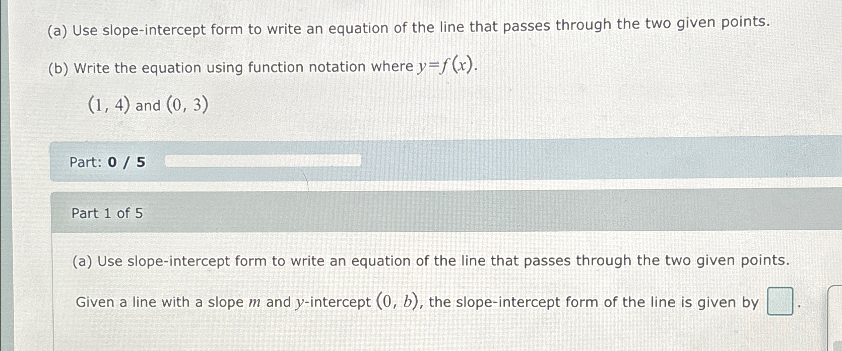 Solved (a) ﻿Use slope-intercept form to write an equation of | Chegg.com