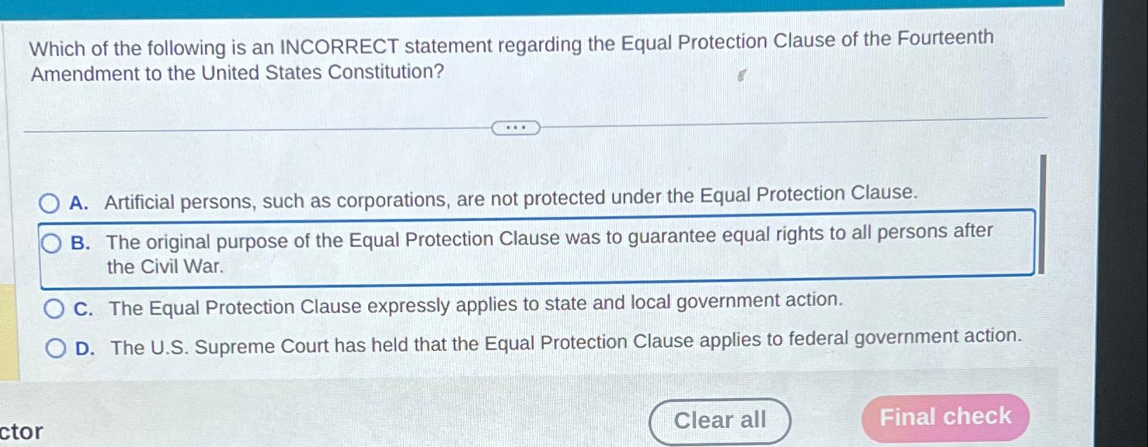Solved Which of the following is an INCORRECT statement | Chegg.com