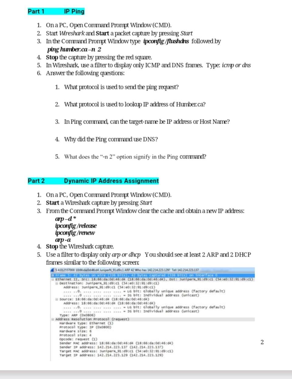 Part 1 IP Ping 1. On a PC, Open Command Prompt Window | Chegg.com