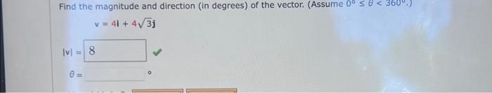 Solved v=4i+43j | Chegg.com