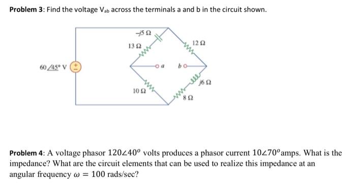 Solved Problem 3: Find the voltage Vab across the terminals | Chegg.com