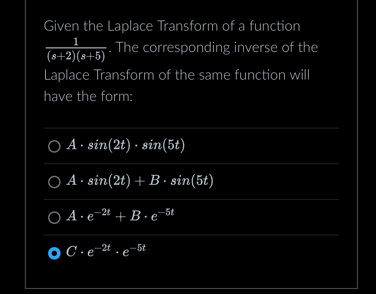 Given the Laplace Transform of a function | Chegg.com