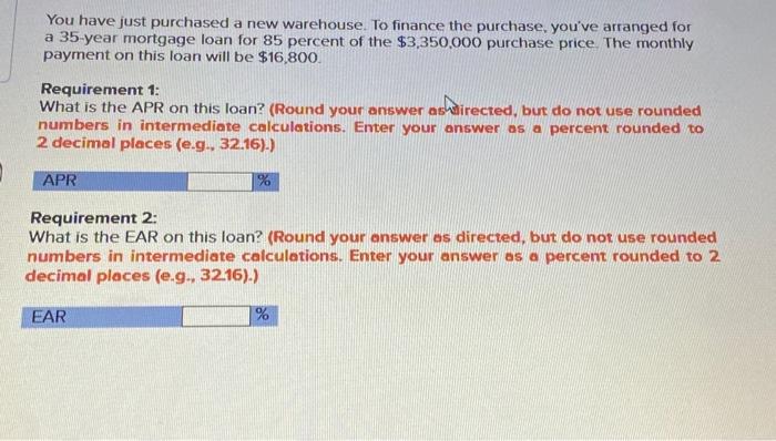Solved You have just purchased a new warehouse. To finance | Chegg.com