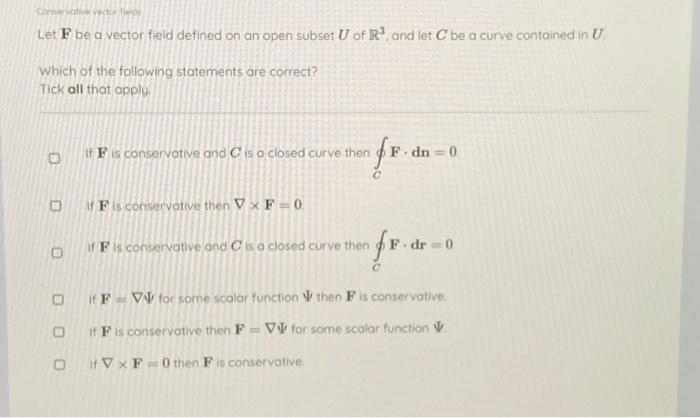 Solved Conservative vector fjelds Let F be a vector field | Chegg.com