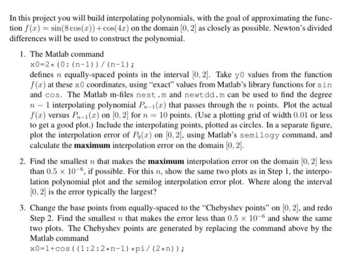 In this project you will build interpolating | Chegg.com