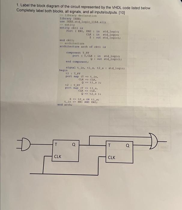 Solved 1. Label the block diagram of the circuit represented | Chegg.com