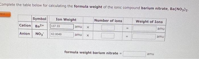 Solved mplete the table below for calculating the formula | Chegg.com