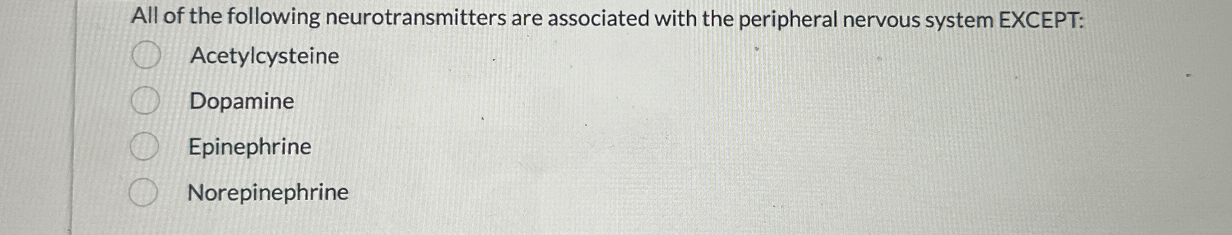 Solved All of the following neurotransmitters are associated | Chegg.com