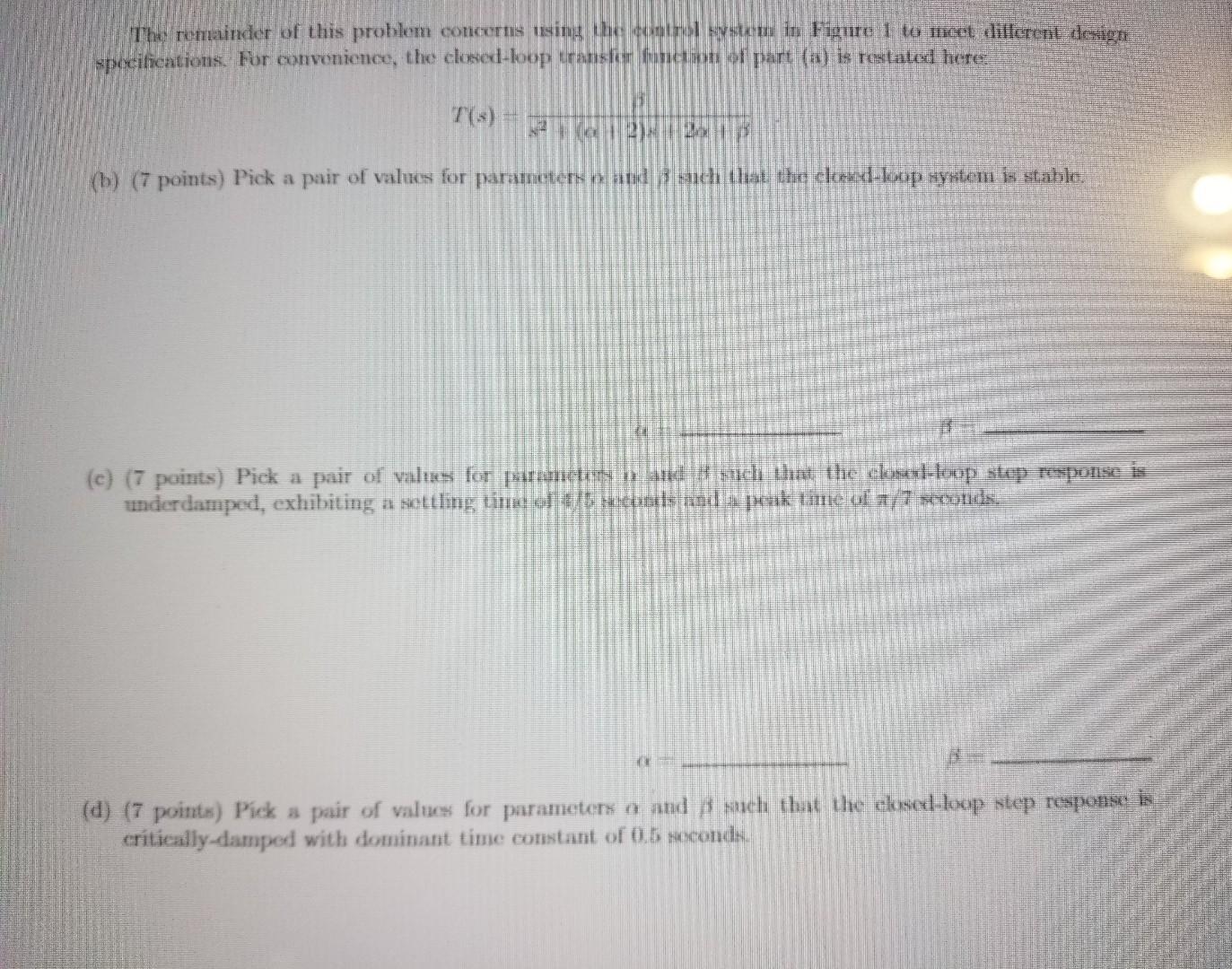 Solved The continuous-time, linear, time-invariant feedback | Chegg.com