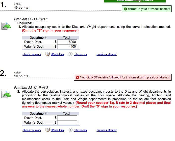 Solved Allocation of building occupancy costs to departments | Chegg.com