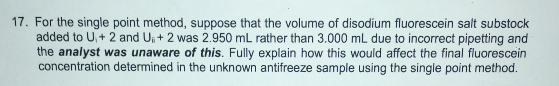 Solved For the single point method, suppose that the volume | Chegg.com