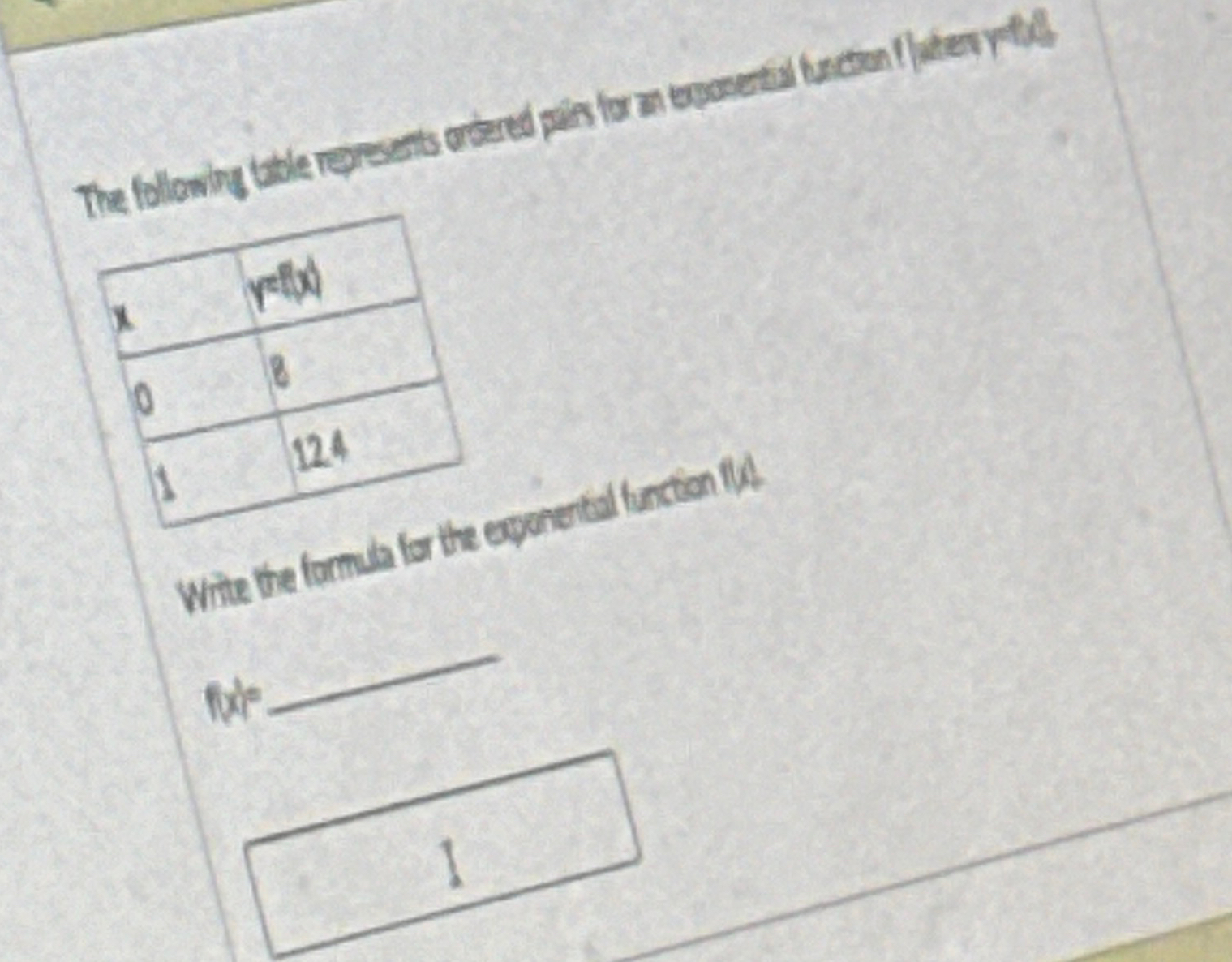 Solved The following table respresents ordered pairs for an | Chegg.com