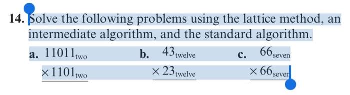 Solved 14 Solve The Following Problems Using The Lattice 8663