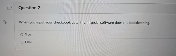 Solved Question 2When you input your checkbook data, the | Chegg.com