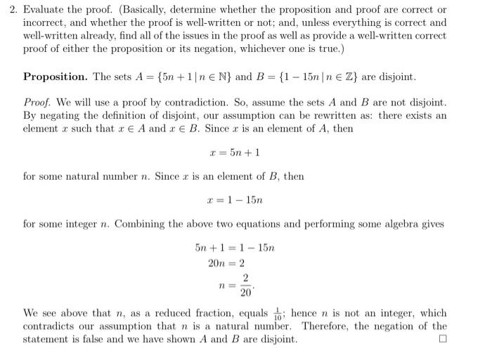 Solved Evaluate the proof. (Basically, determine whether the | Chegg.com