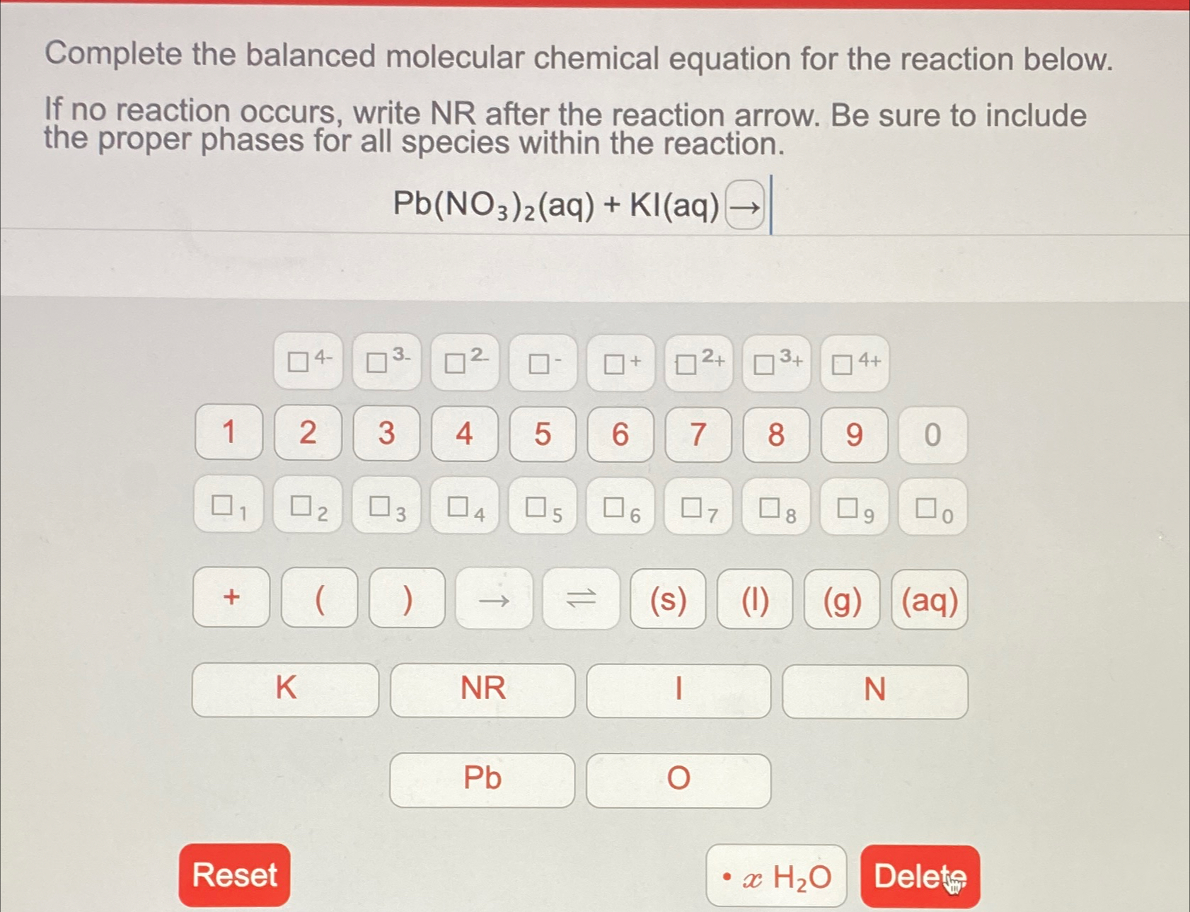 Solved Complete the balanced molecular chemical equation for | Chegg.com