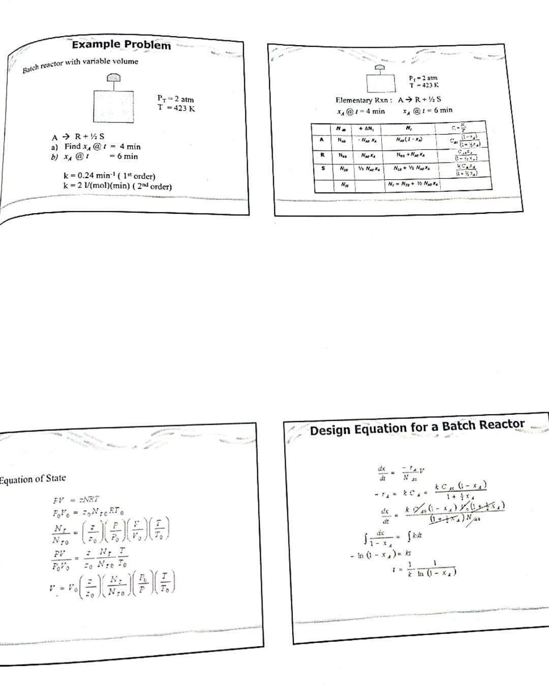 Solved Example Problem Batch reactor with variable volume | Chegg.com