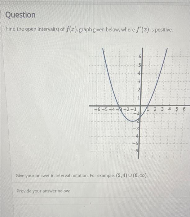 Solved Question Find the open interval(s) of f(x) graph | Chegg.com