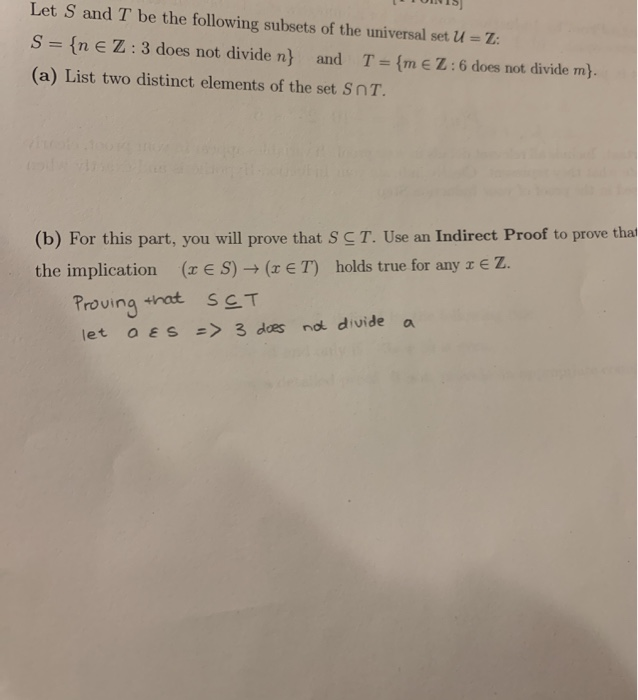 Solved NIS Let S and T be the following subsets of the | Chegg.com