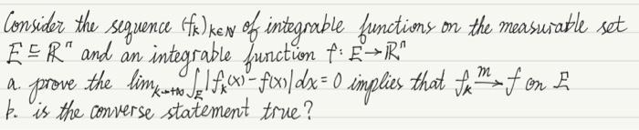 Solved Consider the sequence (fk)k∈N of integrable functions | Chegg.com