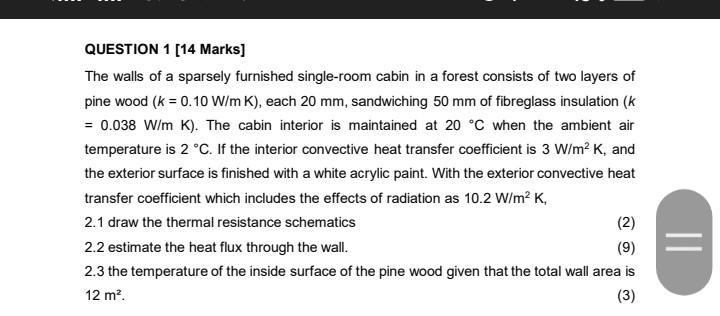 Solved QUESTION 1 [14 Marks] The walls of a sparsely | Chegg.com