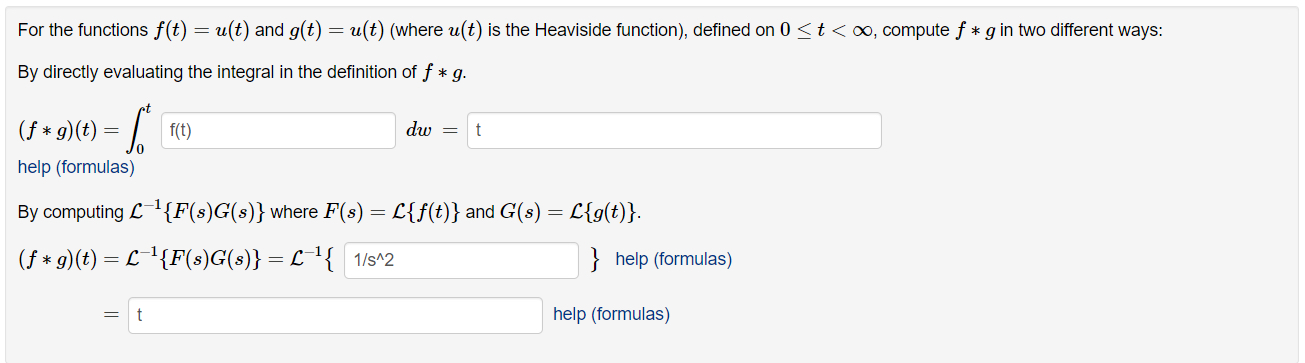 Solved For the functions f(t)=u(t) ﻿and g(t)=u(t) (where | Chegg.com