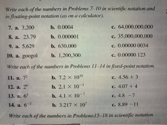 Solved Write each of the numbers in Problems 7-10 in | Chegg.com