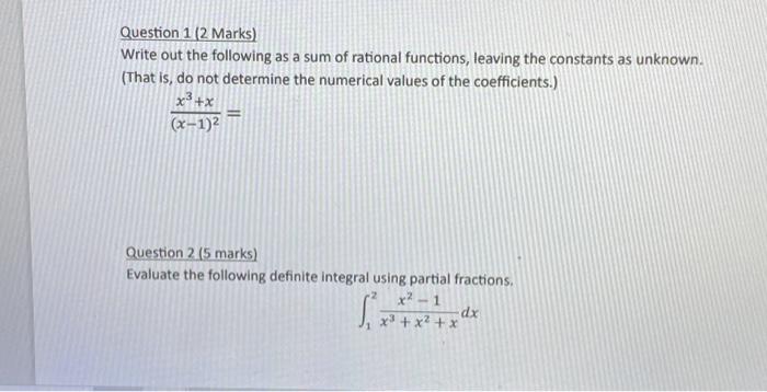 Solved Question 1 (2 Marks) Write out the following as a sum | Chegg.com