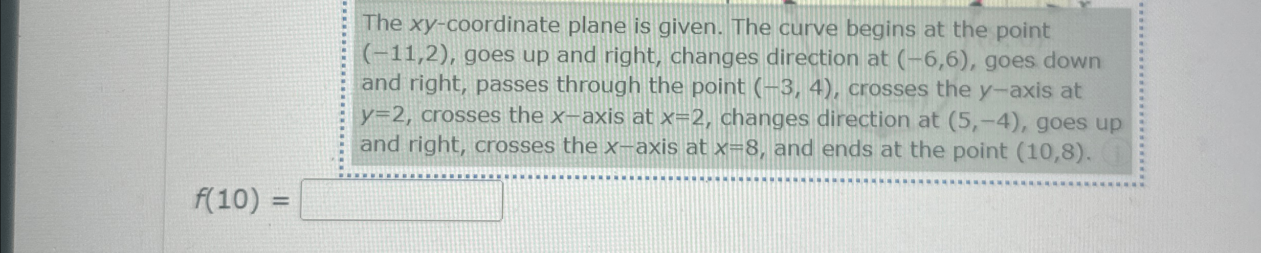 Solved The xy-coordinate plane is given. The curve begins at | Chegg.com