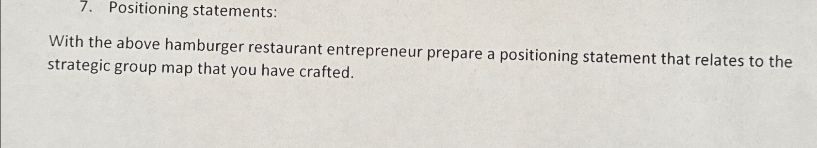Solved Positioning statements:With the above hamburger | Chegg.com