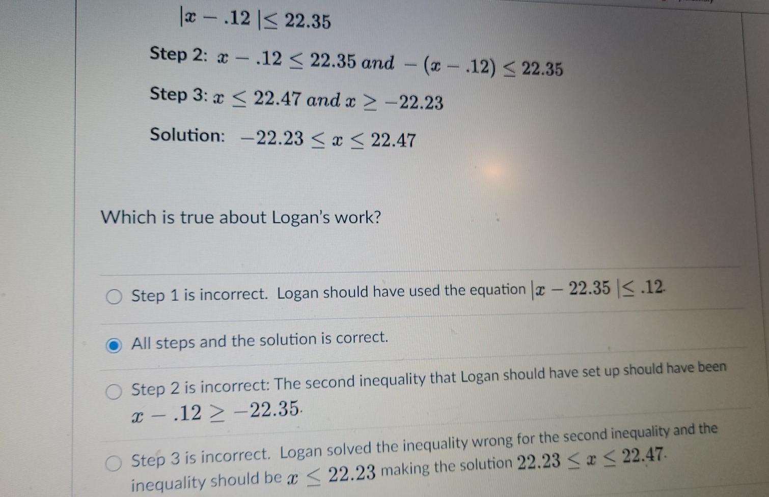 Solved Logan is solving an a real world problem using | Chegg.com
