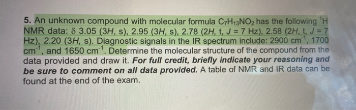 Solved 5. An unknown compound with molecular formula C7H13 | Chegg.com