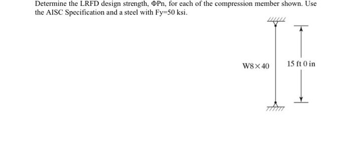 Solved Determine the LRFD design strength, Pn, for each of | Chegg.com