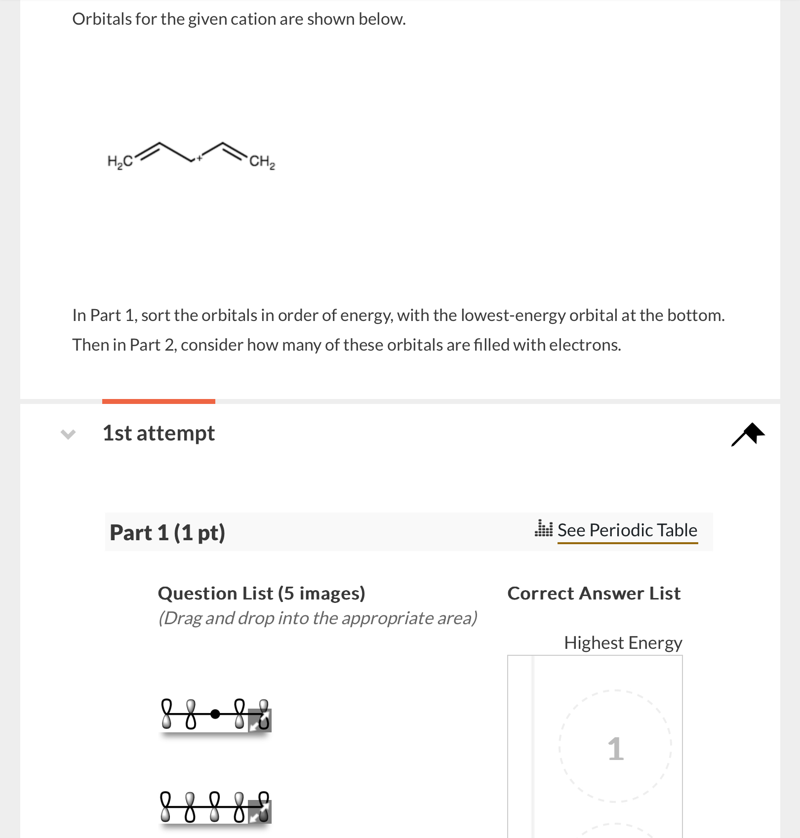Orbitals for the given cation are shown below.In Part | Chegg.com