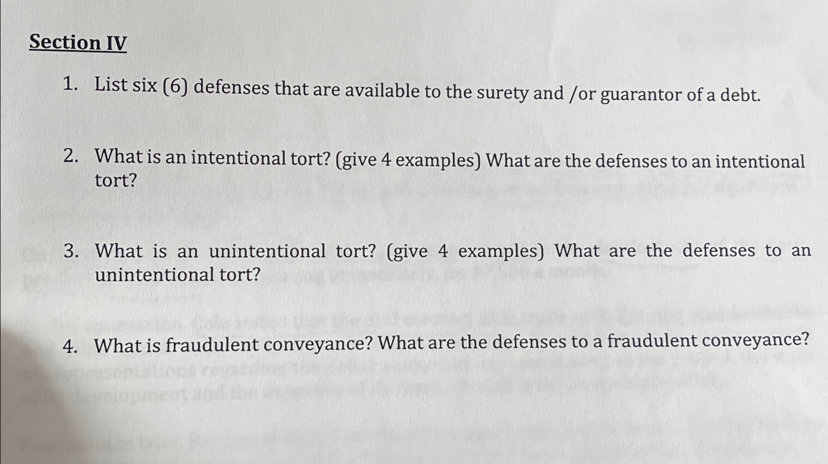 Solved Section IVList six (6) ﻿defenses that are available | Chegg.com