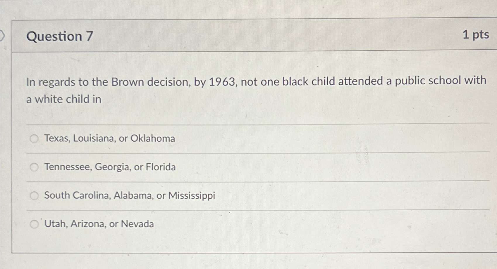 Solved Question 71 ﻿ptsIn regards to the Brown decision, by | Chegg.com