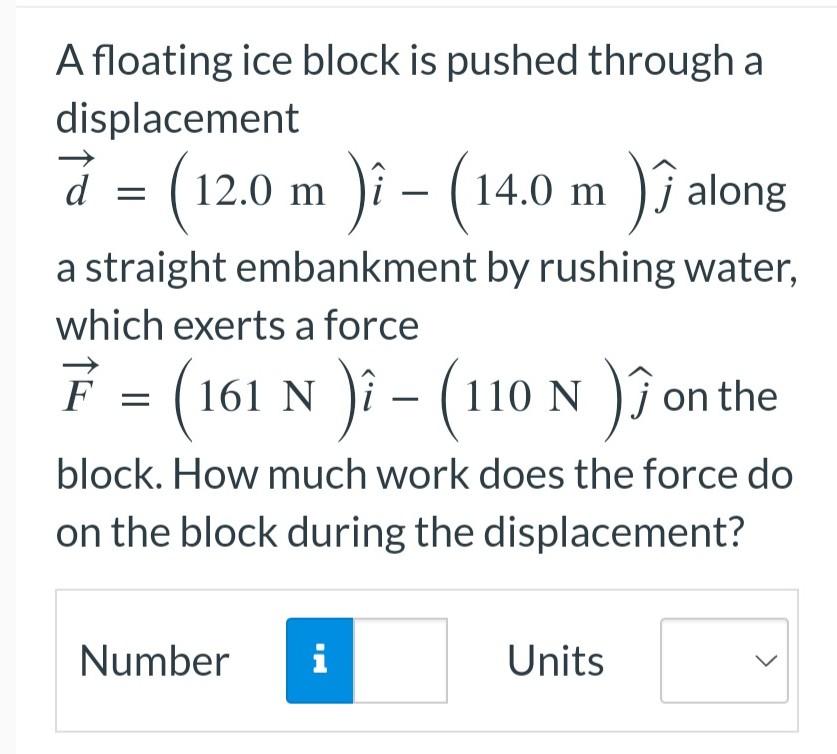 Solved A floating ice block is pushed through a displacement | Chegg.com