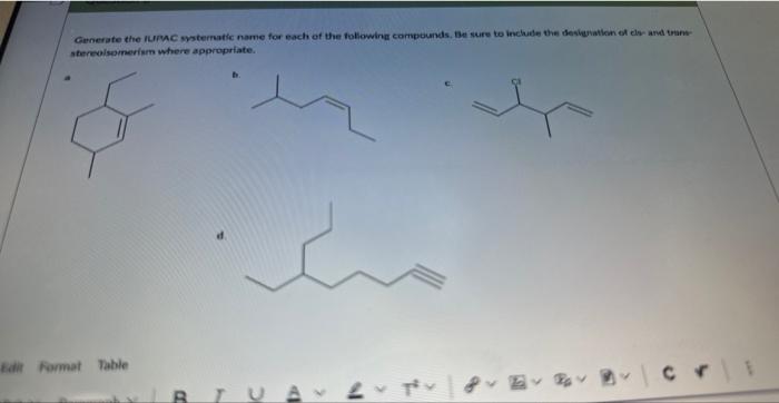 Solved Cenerate the HUPAC matematic name for each of the | Chegg.com